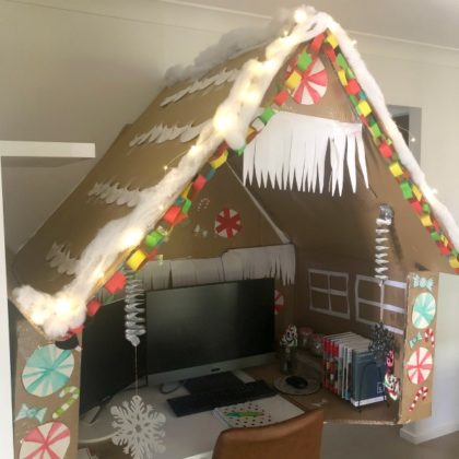 I Turned My Work-At-Home Desk Into A Gingerbread House - The Plumbette